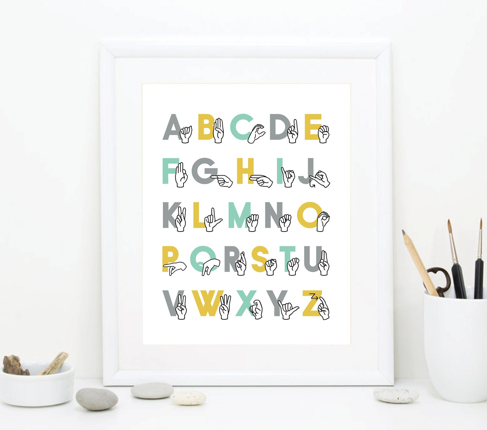 ASL Alphabet Printable Art Wall Decor Sign Language Alphabet | Etsy