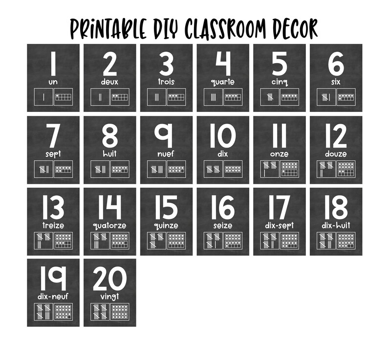 Number Ten Frames Tallies Poster Printables | Chalkboard Classroom ...
