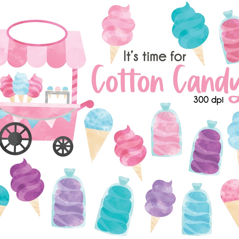 Cotton Candy Clipart - Etsy