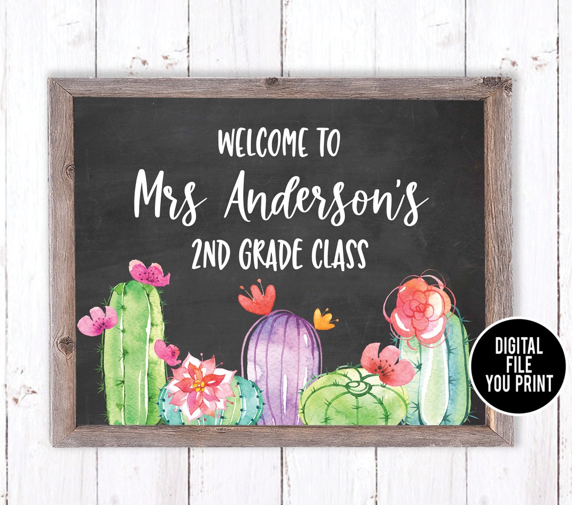 Classroom Welcome Sign Printable TEACHER Sign Cactus Themed | Etsy Canada