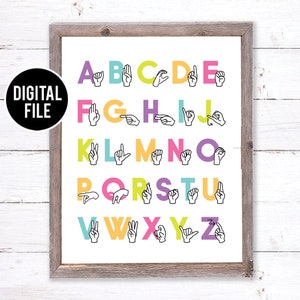 ASL Alphabet Art Wall Decor - Sign Language Alphabet - Deaf Awareness ...