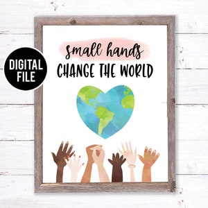 Small Hands Change the World Classroom Poster, Kids Diversity Wall Art ...