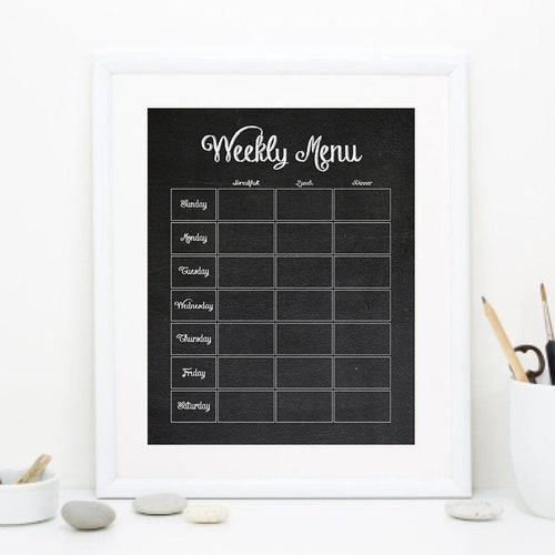 Weekly Menu Board PRINTABLE Dry Erase Menu Menu Planner | Etsy