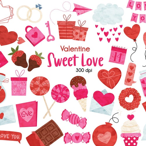Valentines Day Clip Art Pastel Pink Clipart Valentine - Etsy
