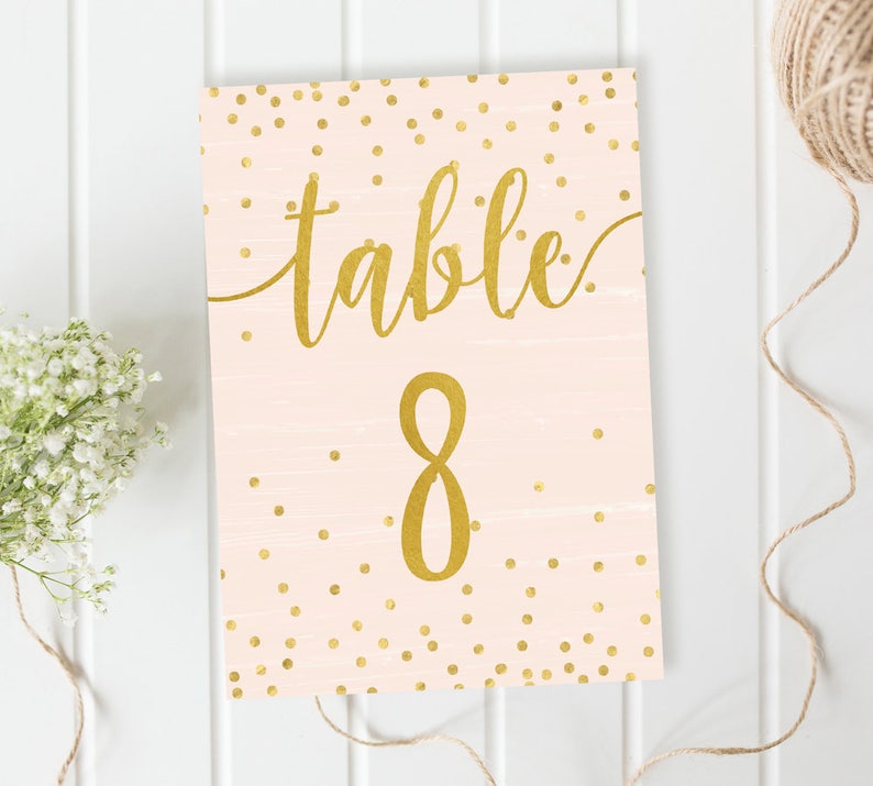 Printable Table Numbers Rose Gold Table Numbers Reception - Etsy