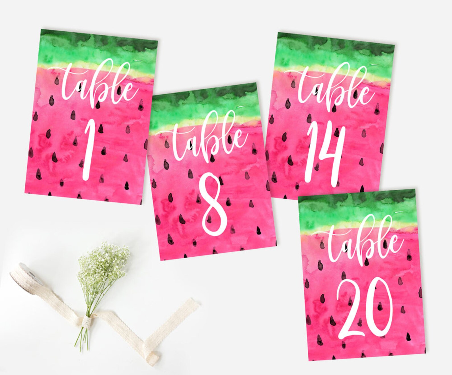 Watermelon Table Numbers Printable Watermelon Table Numbers - Etsy