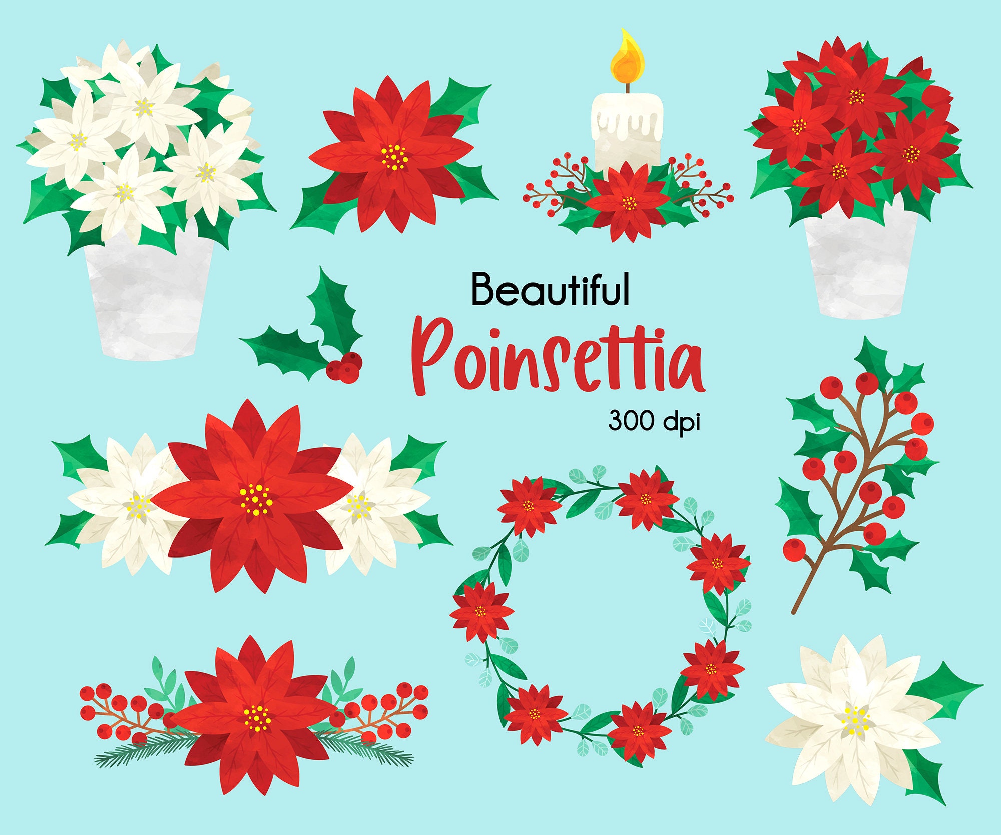 Christmas Poinsettia Clipart