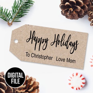 Kraft Paper Christmas Printable Gift Tags, Printable Christmas Gift ...