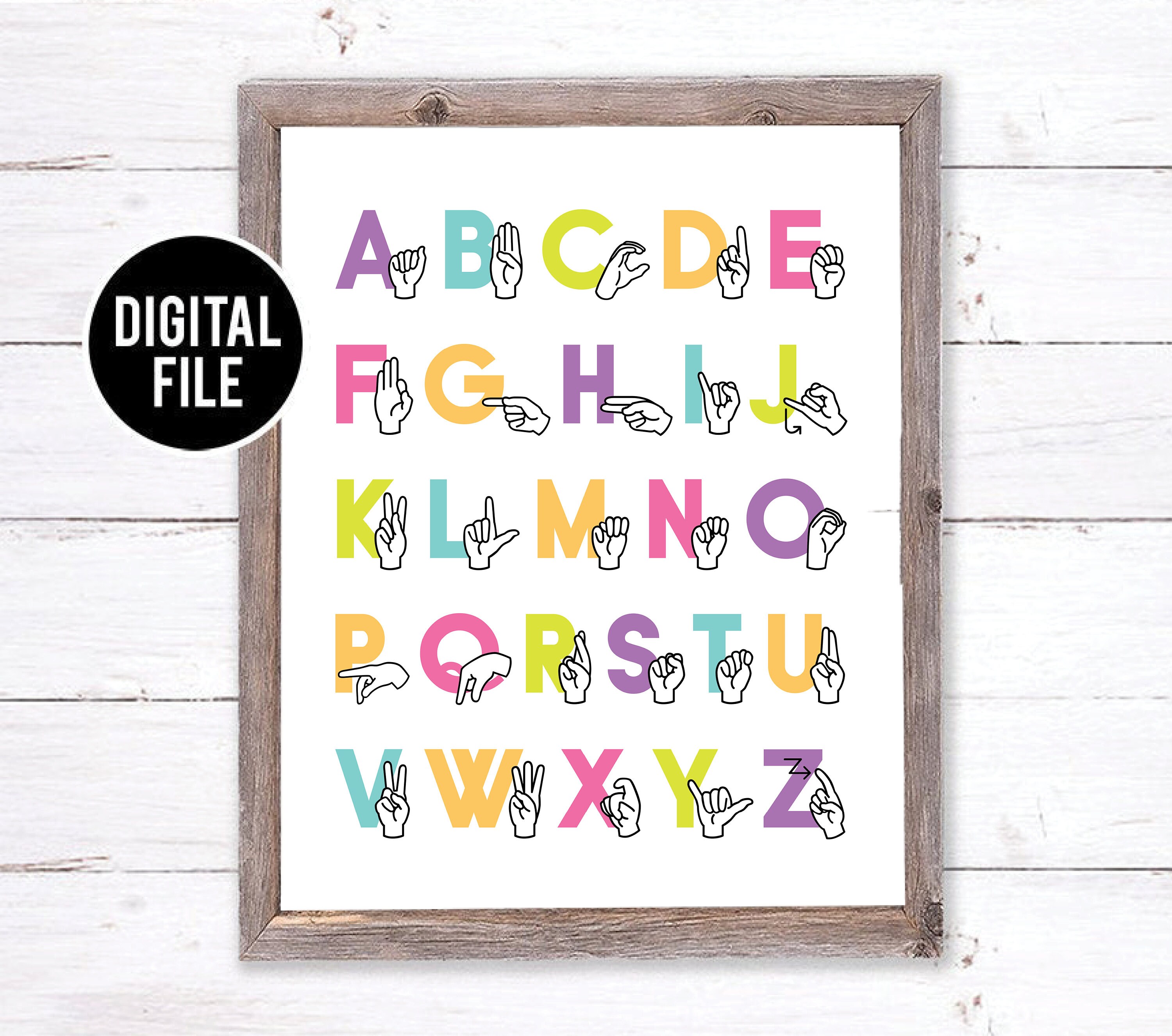 ASL Alphabet Art Wall Decor - Sign Language Alphabet - Deaf Awareness ...