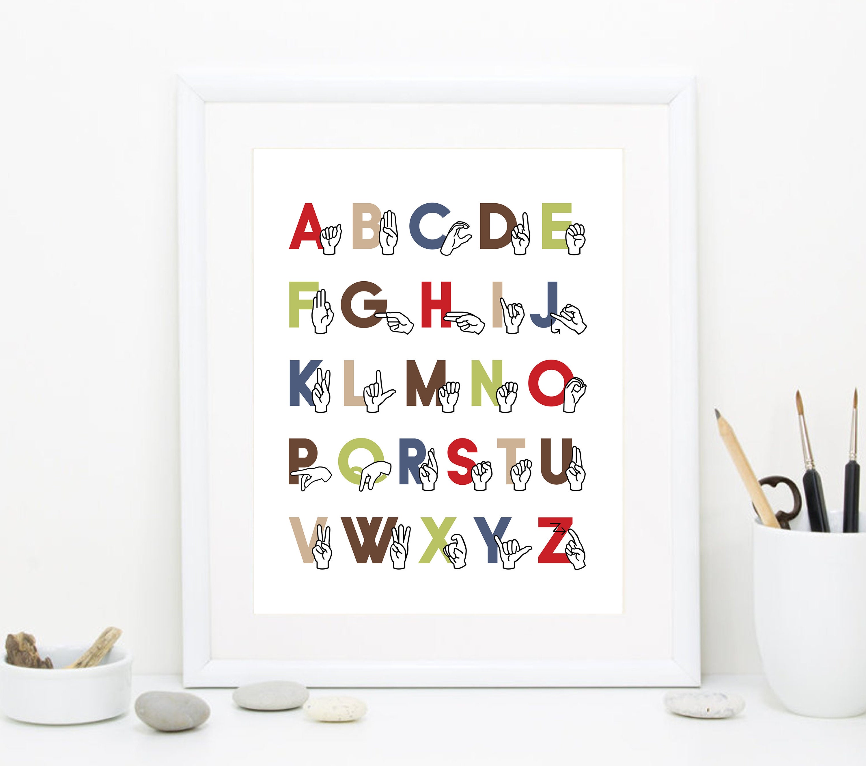 ASL Alphabet Art - Modern Nursery Art - Alphabet Printable Art ...
