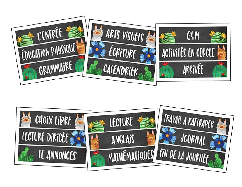FRENCH Classroom Llama Timetable PRINTABLE, Classroom Schedule, Visual ...