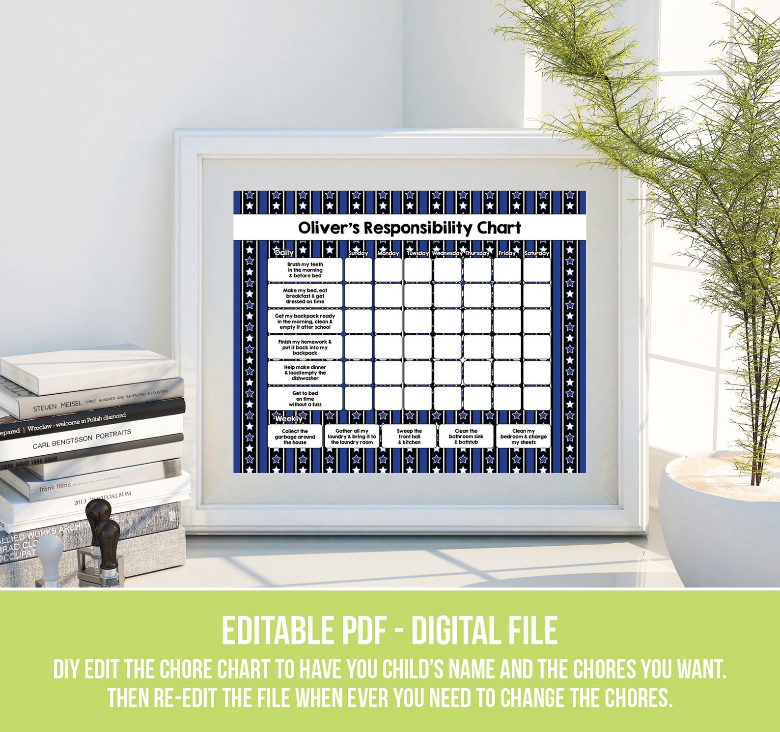 Printable Teen Chore Chart Editable Chore Chart for Teens | Etsy