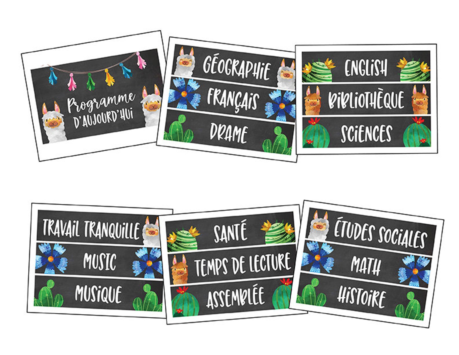 FRENCH Classroom Llama Timetable PRINTABLE, Classroom Schedule, Visual ...