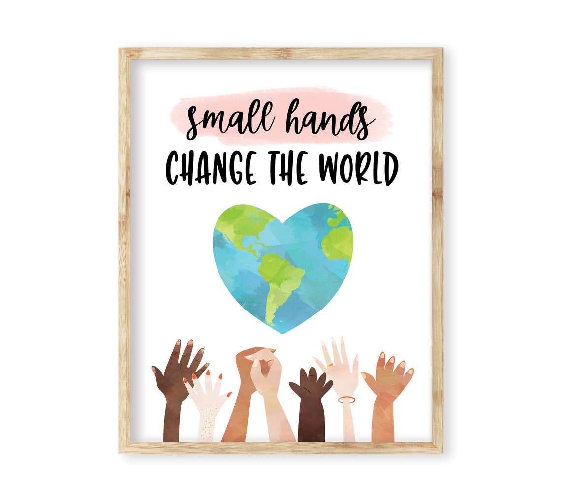 Small Hands Change the World Classroom Poster Kids Diversity | Etsy