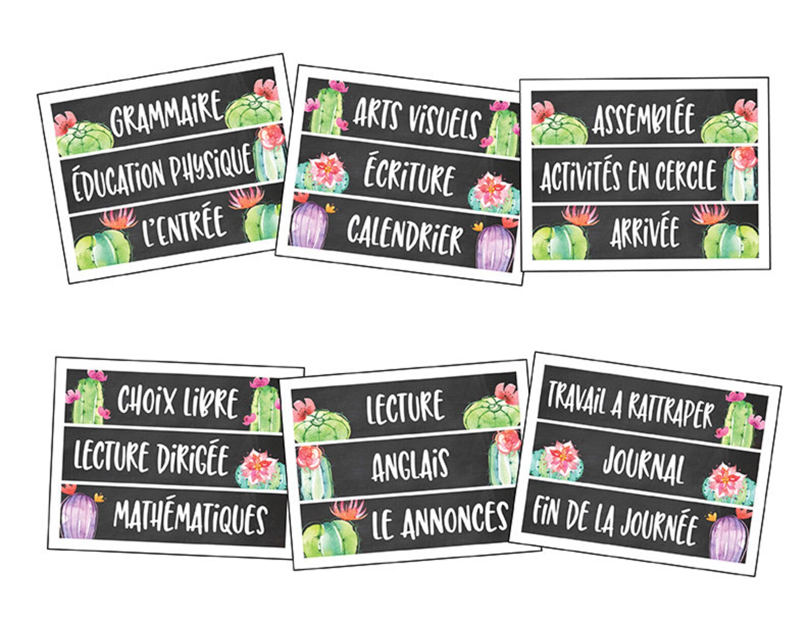FRENCH Classroom Schedule PRINTABLE , Cactus Themed Classroom, Visual ...