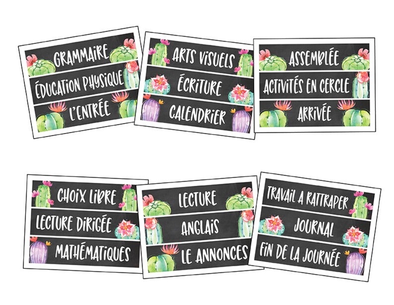 FRENCH Classroom Schedule PRINTABLE Cactus Themed Classroom - Etsy