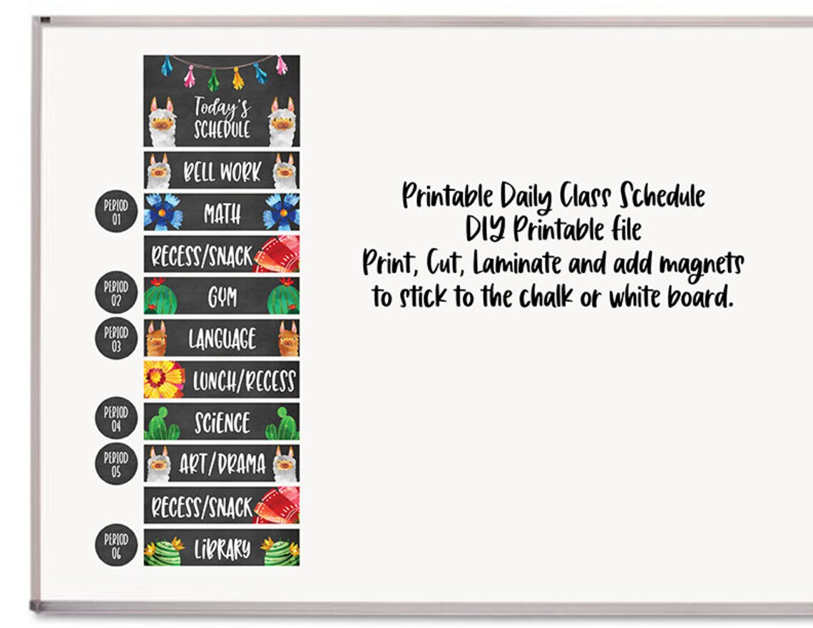 Llama Classroom Timetable PRINTABLE, Classroom Schedule, Visual ...