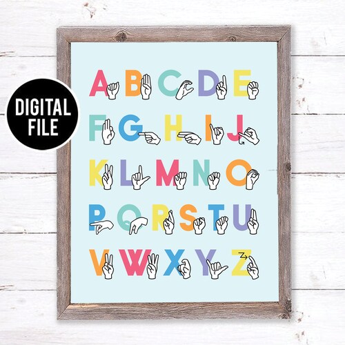ASL Sign Language Alphabet Art Modern Nursery Art Alphabet - Etsy