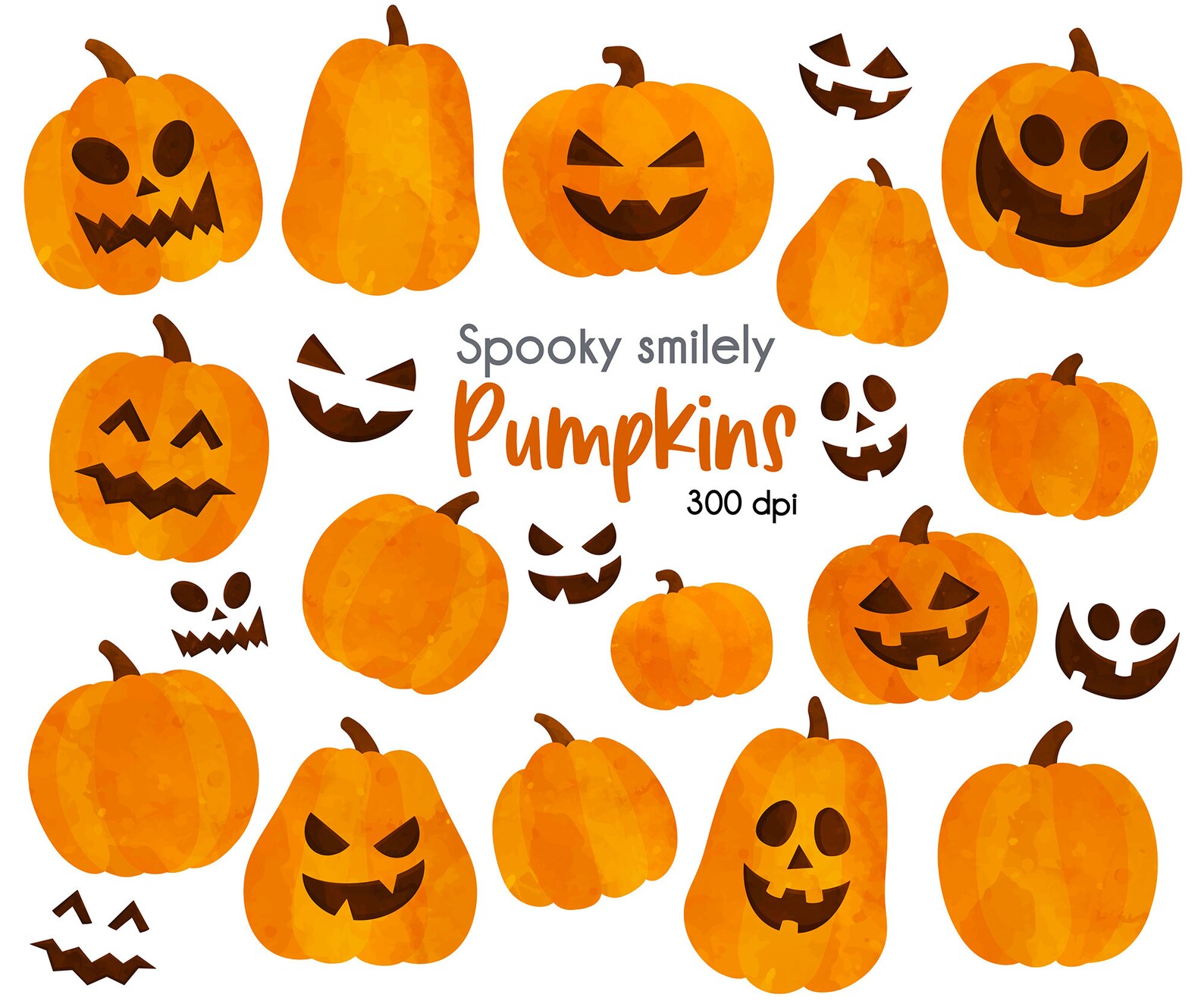 Spooky Halloween Pumpkin Clipart Jack O'lantern Clip Art - Etsy
