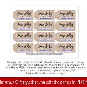 Kraft Paper Christmas Printable Gift Tags, Printable Christmas Gift ...