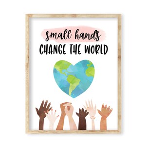 Small Hands Change the World Classroom Poster, Kids Diversity Wall Art ...
