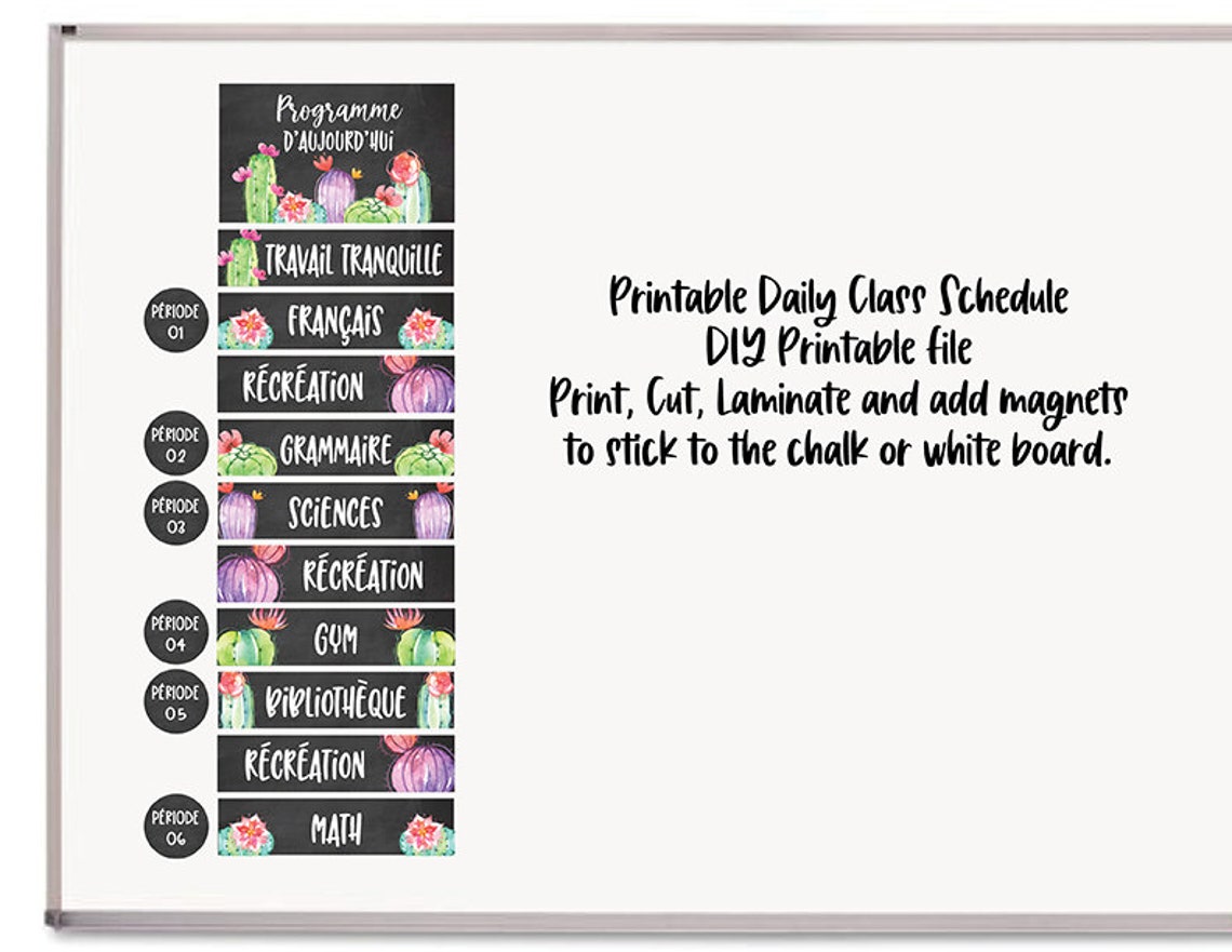 FRENCH Classroom Schedule PRINTABLE Cactus Themed Classroom - Etsy