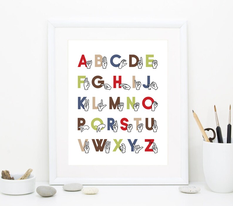ASL Alphabet Art Modern Nursery Art Alphabet Printable Art | Etsy