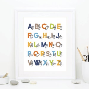 ASL Alphabet Art Modern Nursery Art Alphabet Printable Wall Art Decor ...