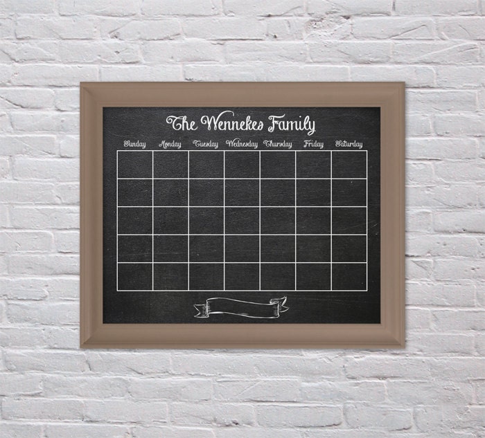 Chalkboard Calendar Poster Family Calendar Printable 16 x 20 | Etsy