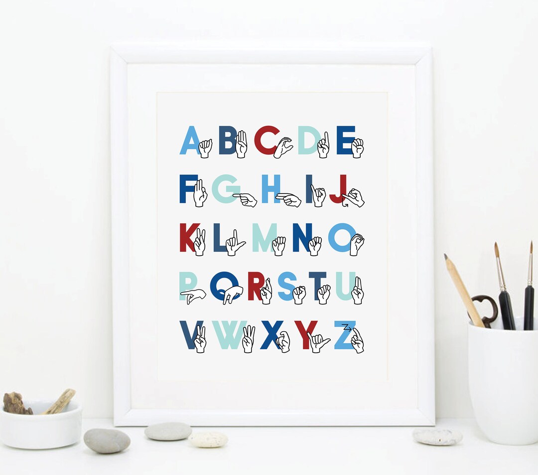 ABC Sign Language Alphabet Art - Playroom ABC Nursery Art - ASL ...