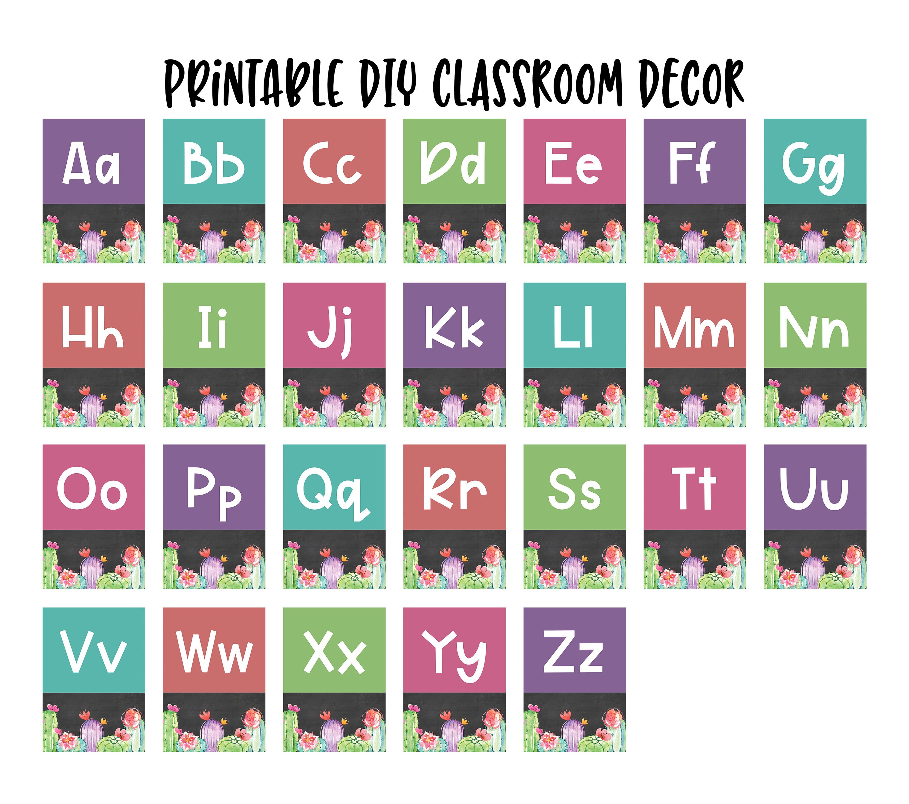 Alphabet Classroom Posters PRINTABLE Cactus Classroom Decor - Etsy Canada