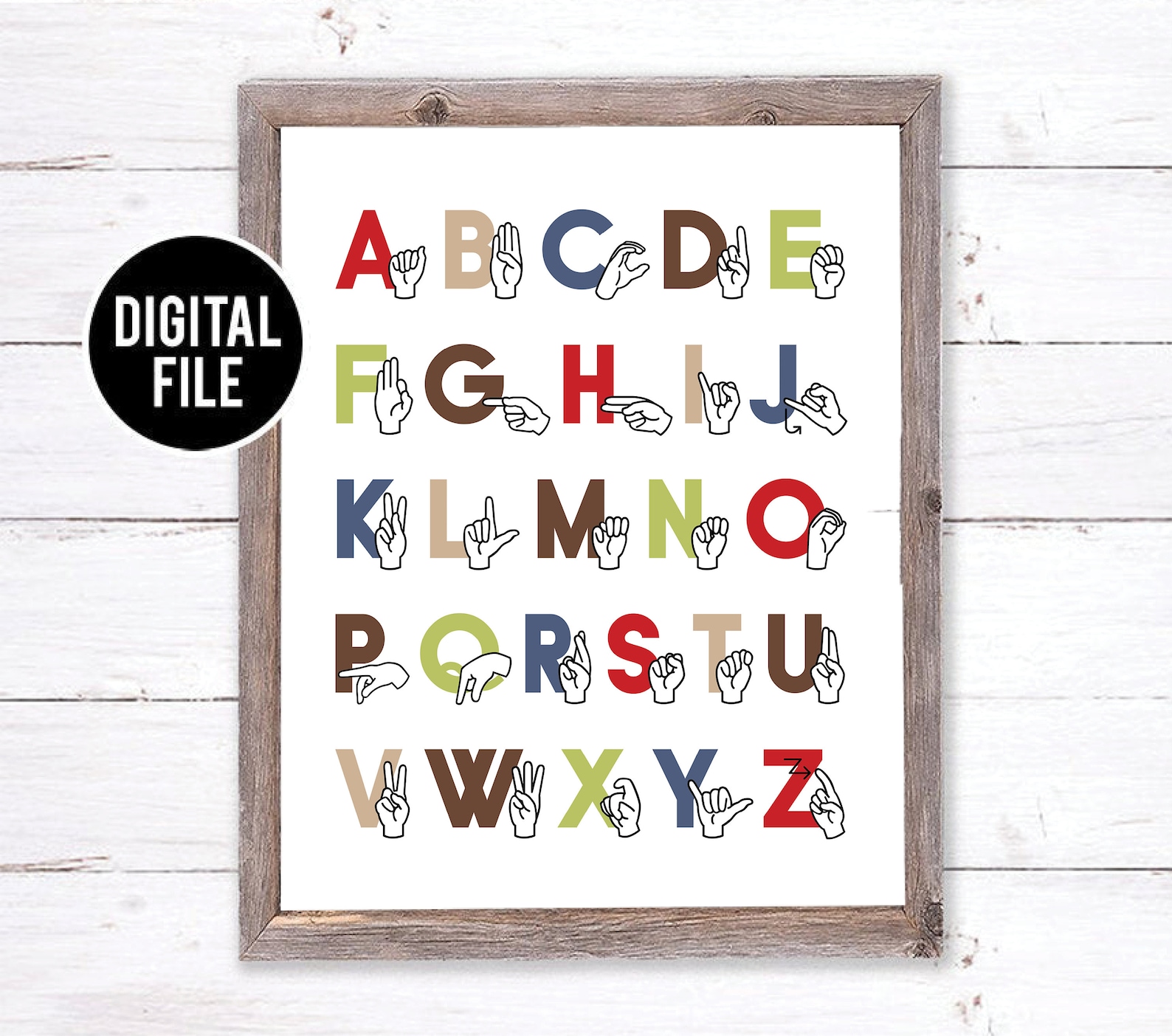 ASL Alphabet Art Modern Nursery Art Alphabet Printable Art - Etsy