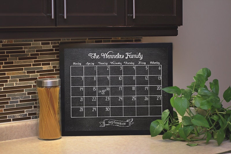 Chalkboard Calendar Poster Family Calendar Printable 16 x 20 | Etsy
