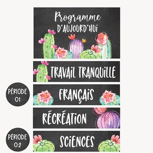 FRENCH Classroom Schedule PRINTABLE , Cactus Themed Classroom, Visual ...
