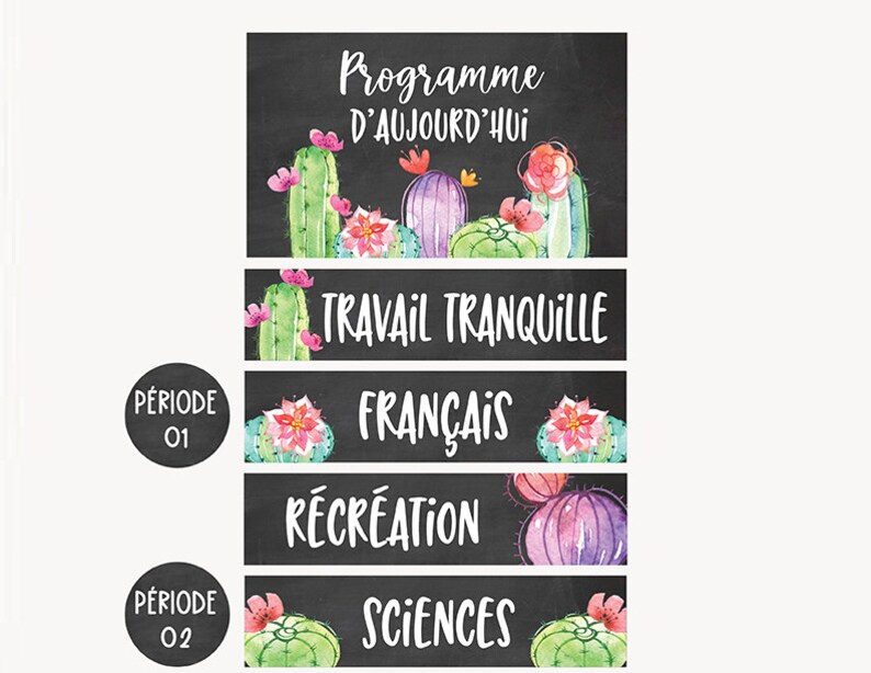 FRENCH Classroom Schedule PRINTABLE Cactus Themed Classroom - Etsy