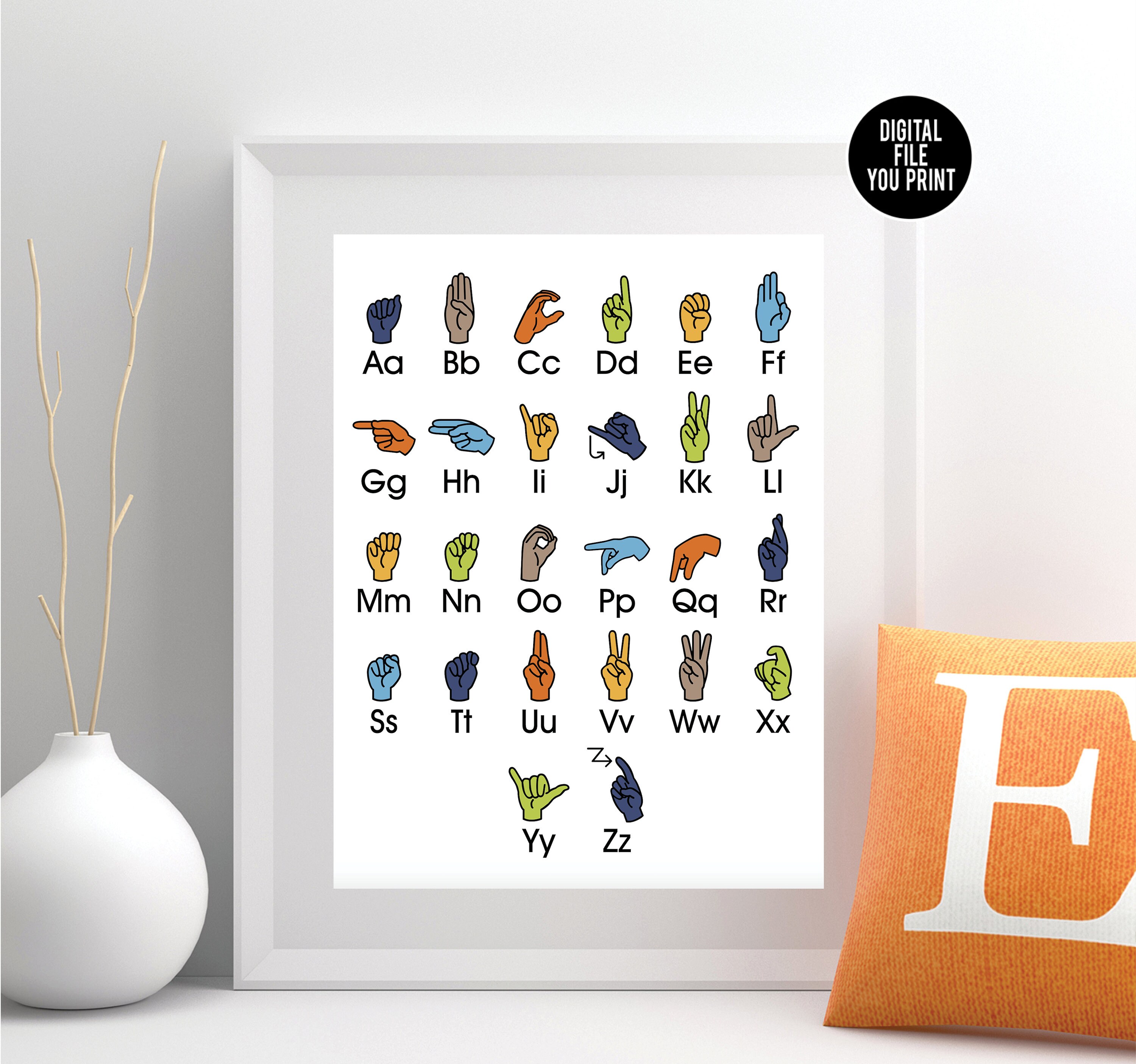 Sign Language Alphabet Art ABC Nursery Art Alphabet | Etsy