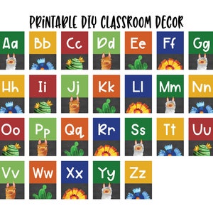 Alphabet Classroom Posters PRINTABLE Llama Classroom Decor | Etsy