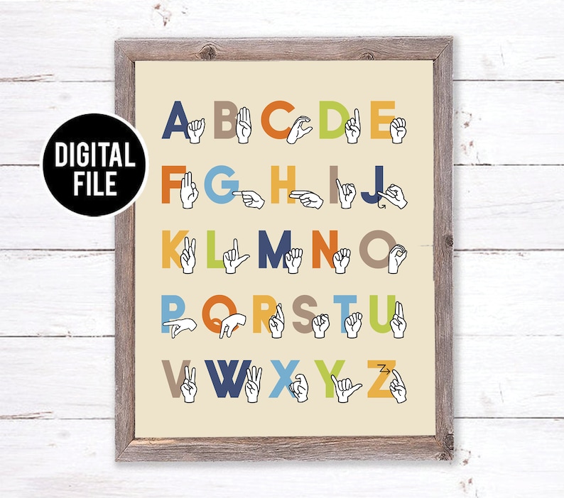 ASL Sign Language Alphabet Art Deaf Awareness CODA Finger - Etsy