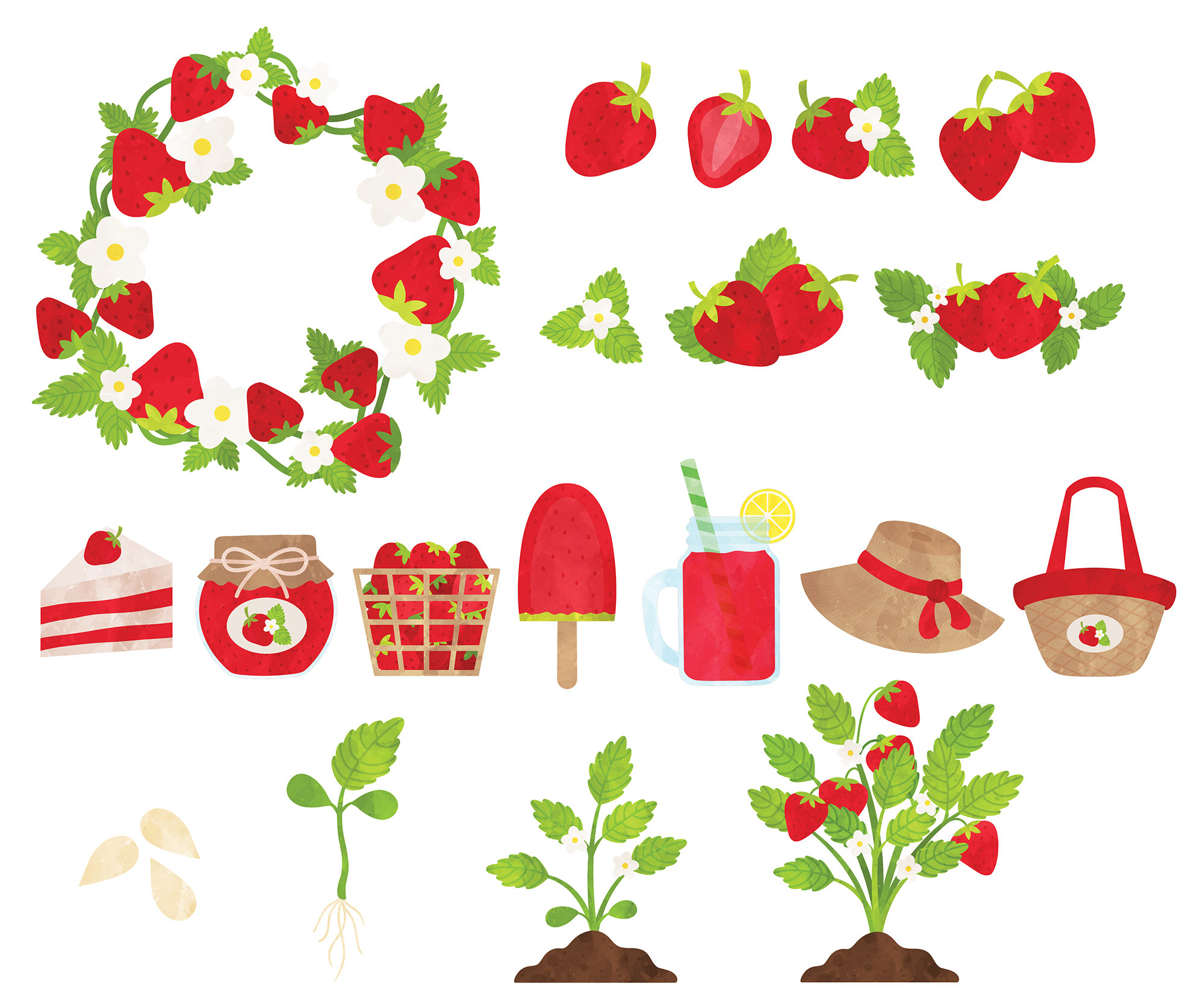Hand-drawn Strawberry Clipart, Summer Treats Pngs - Etsy