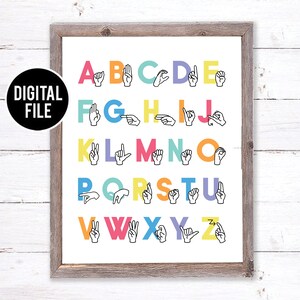 ASL Sign Language Alphabet Art - Modern Nursery Art - Alphabet ...