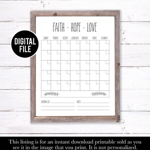 Dry Erase Wall Calendar Printable, Rae Dunn Inspired Calendar, Eco ...