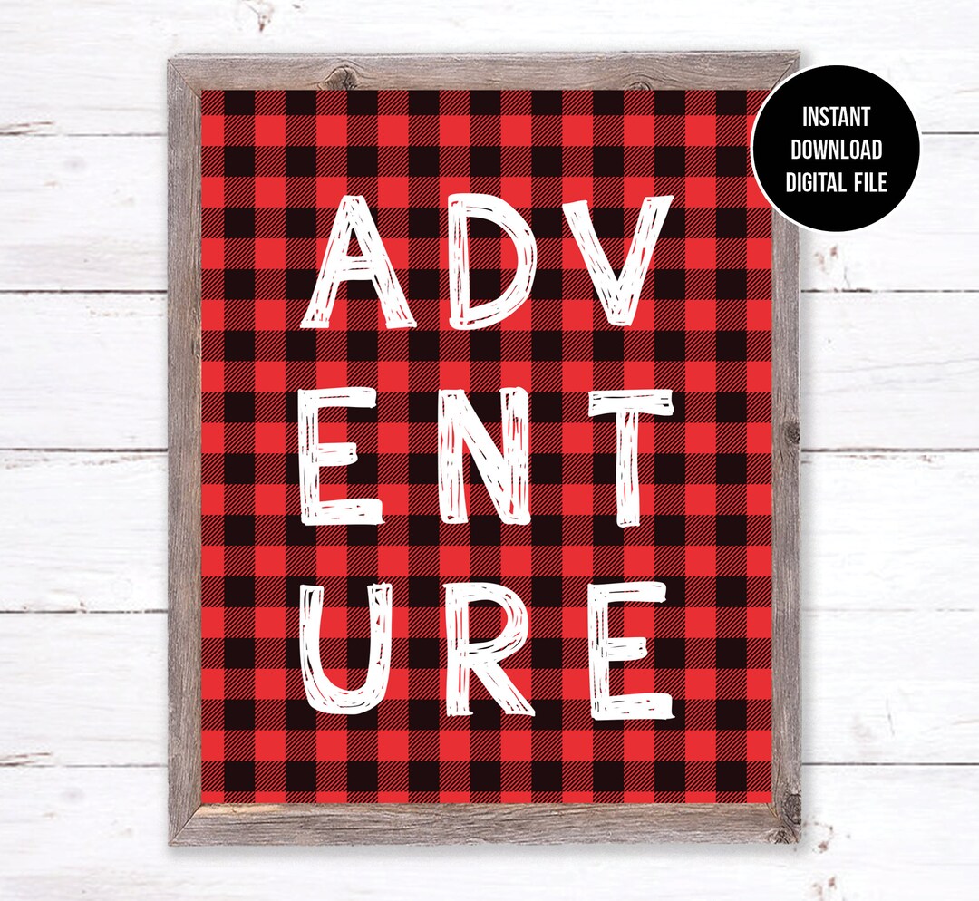 Buffalo Plaid Adventure Printable Art | Farmhouse Playroom Nursery ...