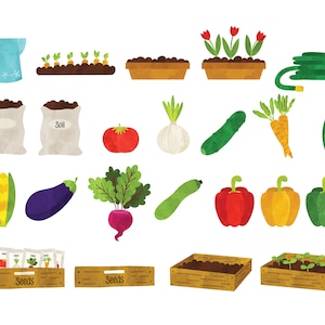 Garden Clipart Bundle, Vegetable Clip Art, Greenhouse, Wheelbarrow ...