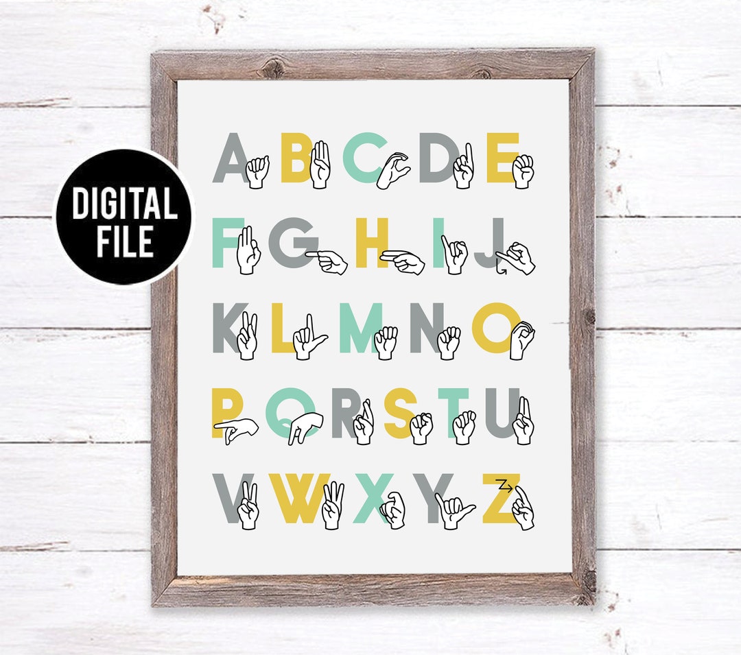 Printable ASL Alphabet Art Wall Decor Sign Language Alphabet - Etsy