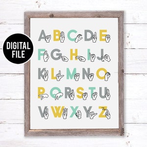 Printable ASL Alphabet Art Wall Decor Sign Language Alphabet - Etsy