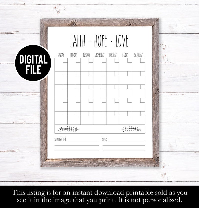 Dry Erase Wall Calendar Printable Rae Dunn Inspired Calendar - Etsy
