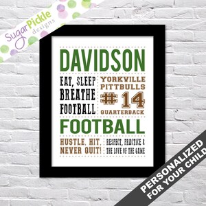 Dad Football Gift Personalized Football Art Football Player - Etsy