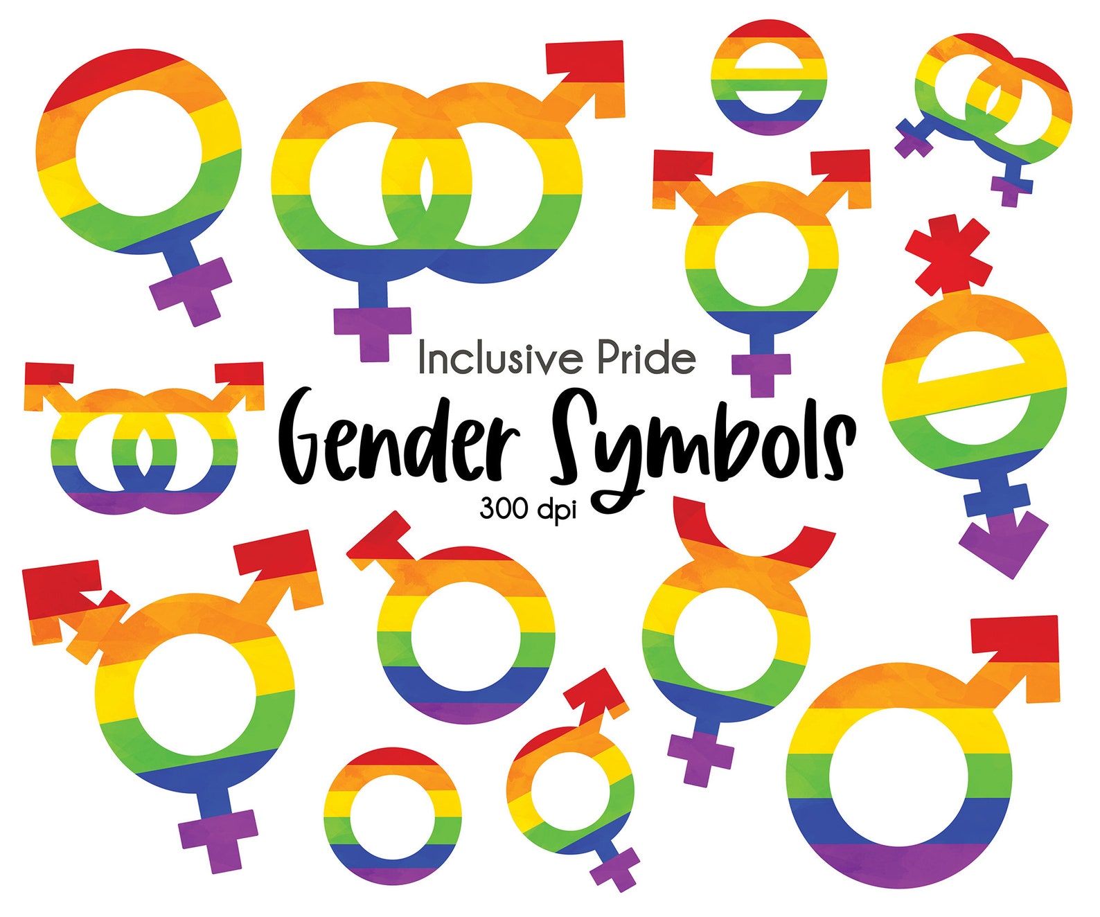 Pride Gender Symbols Clipart LGBTQ Clipart Lesbian - Etsy
