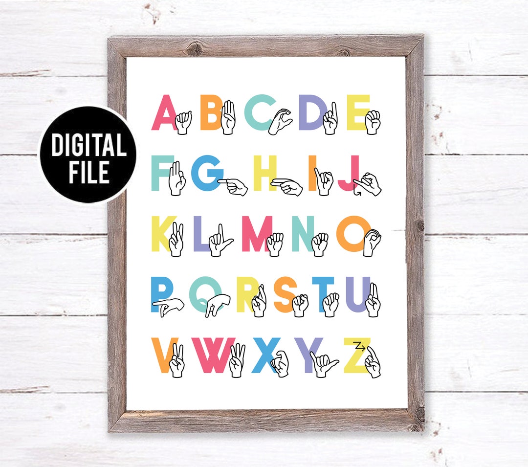 ASL Sign Language Alphabet Art - Modern Nursery Art - Alphabet ...