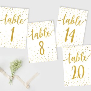 Gold Confetti Table Number Printable Wedding Table Numbers - Etsy